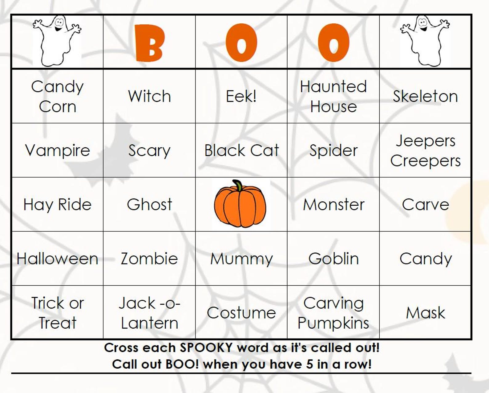 EASY PRINT Halloween Bingo Cards (digital File) 40 Cards - Etsy