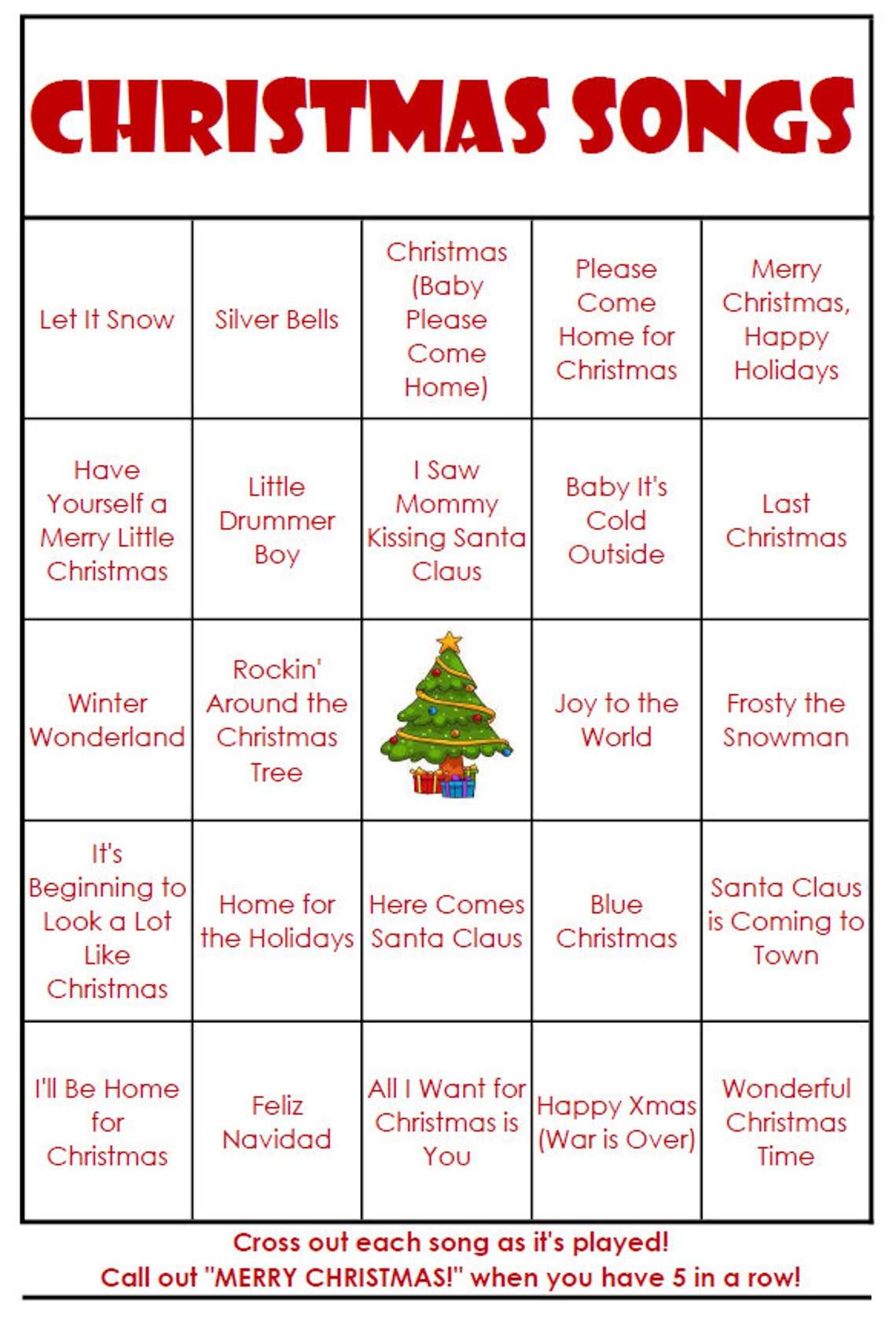 CHRISTMAS SONGS Bingo Cards digital File 80 Cards - Etsy