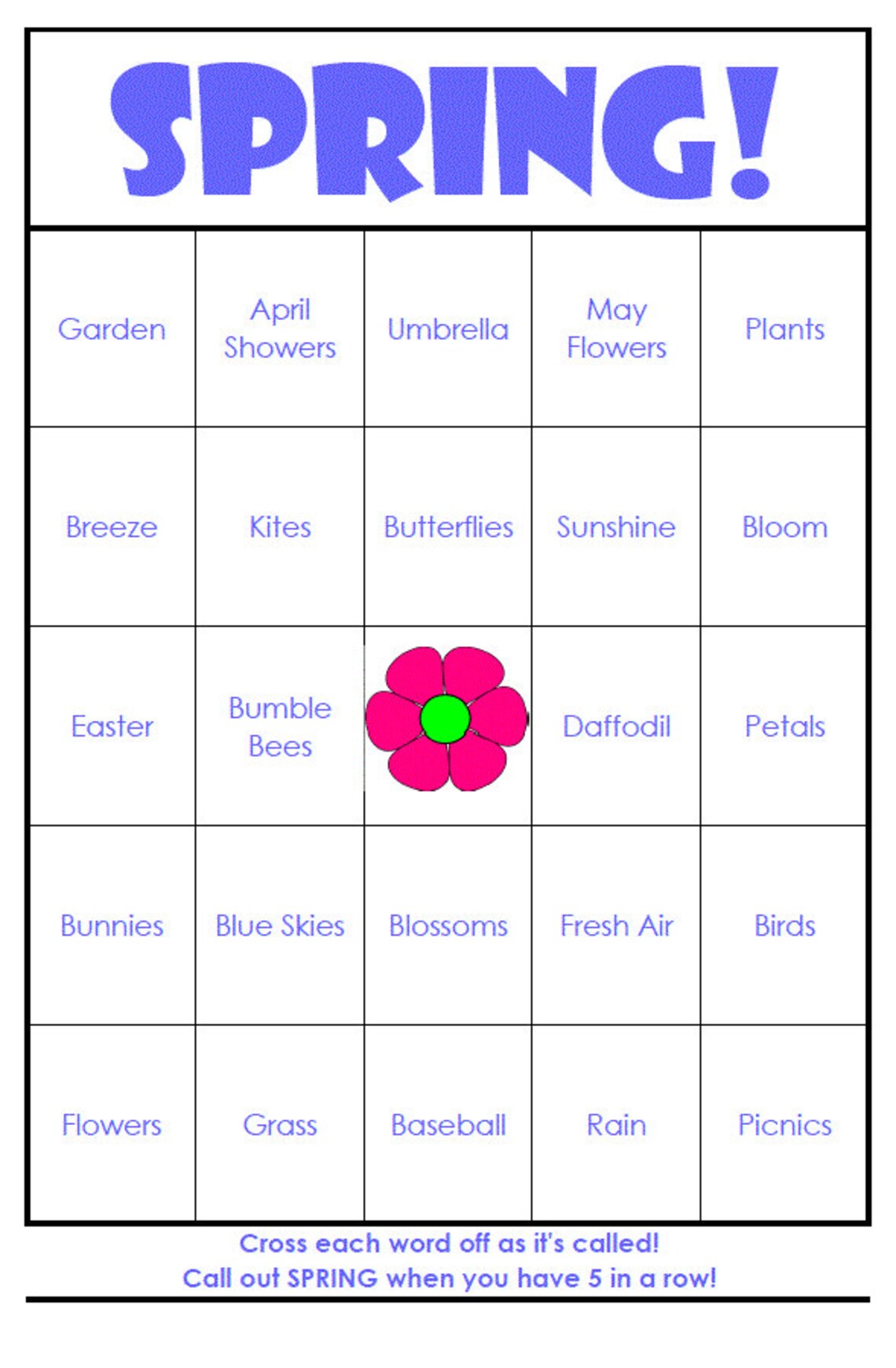 EASY PRINT Spring Bingo Cards (digital File) 40 Cards - Etsy