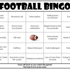 EASY PRINT Football Bingo Cards! (digital File) 40 Cards - Etsy