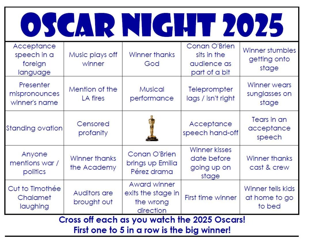 EASY PRINT OSCARS 2025 Bingo (digital File) 40 Cards - Etsy