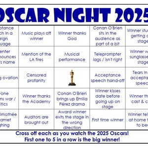 EASY PRINT OSCARS 2025 Bingo (digital File) 40 Cards - Etsy