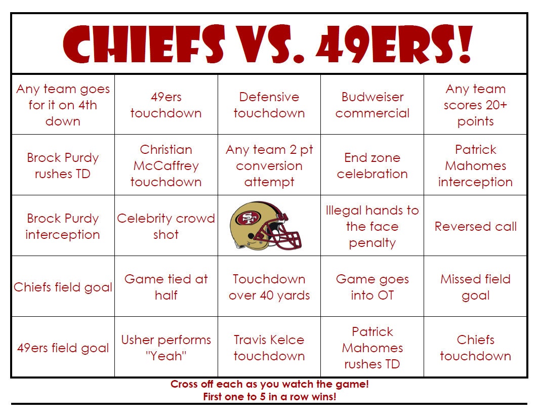 Custom SUPER BIG GAME Bingo 2024 Cards digital File 40 Cards - Etsy