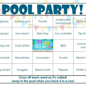 Pool Party Bingo Cards (digital File) 40 Cards - Etsy