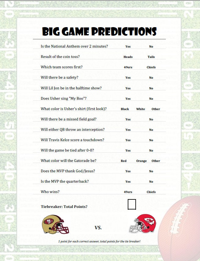 SUPER BIG GAME 2024 Bingo Bundle - Etsy