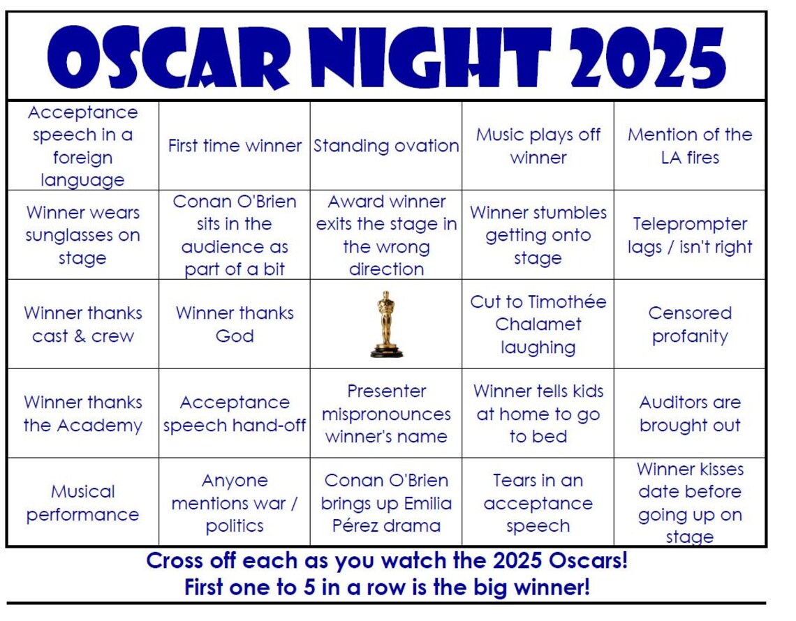 EASY PRINT OSCARS 2025 Bingo (digital File) 40 Cards - Etsy