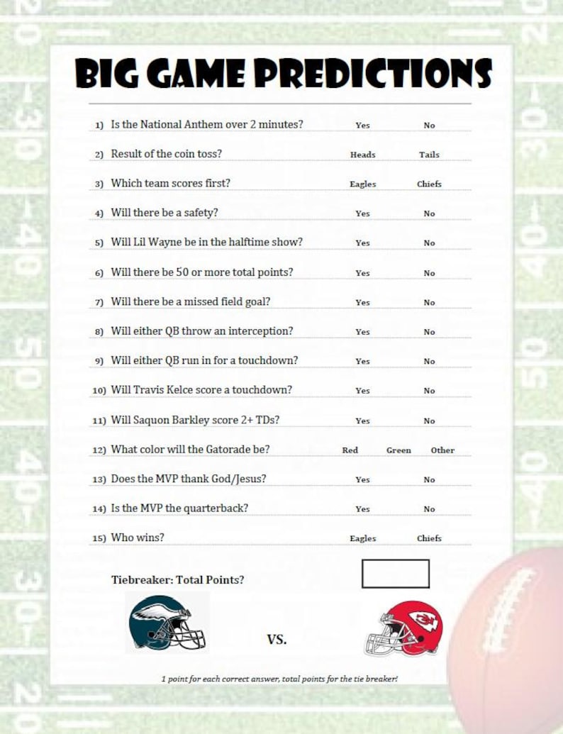 Super BIG GAME Predictions 2025 - Etsy