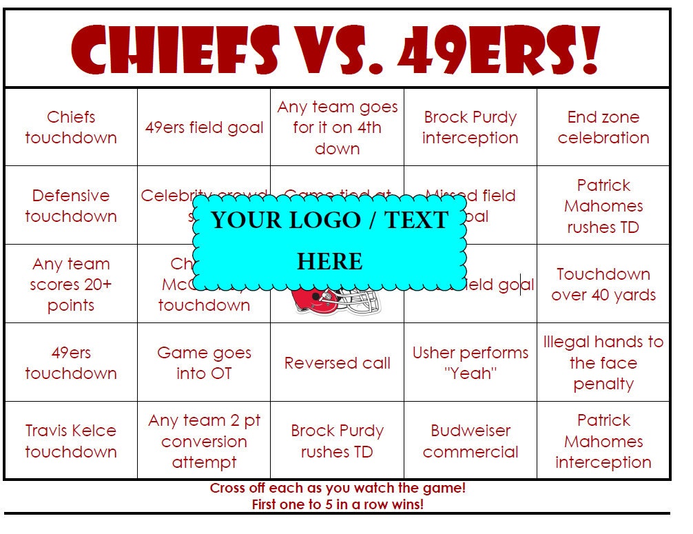 Custom SUPER BIG GAME Bingo 2024 Cards digital File 40 Cards - Etsy