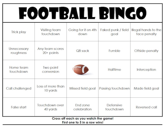 EASY PRINT Football Bingo Cards digital File 40 Cards | Etsy