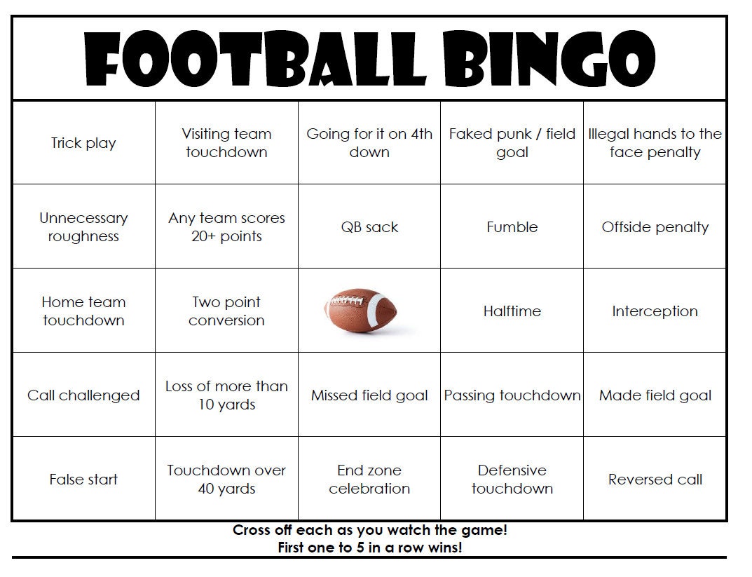 EASY PRINT Football Bingo Cards digital File 40 Cards - Etsy