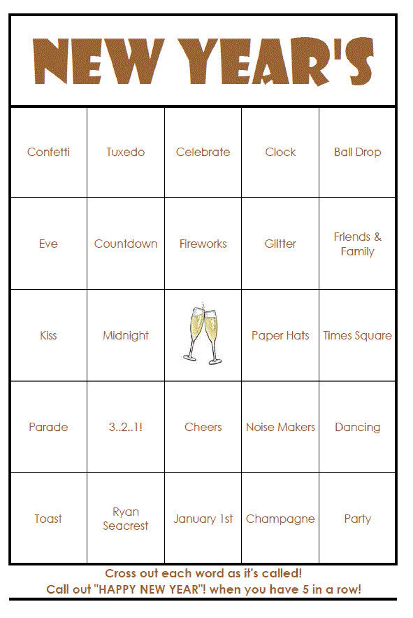 EASY PRINT New Year's Bingo Cards (digital File) 40 Cards - Etsy