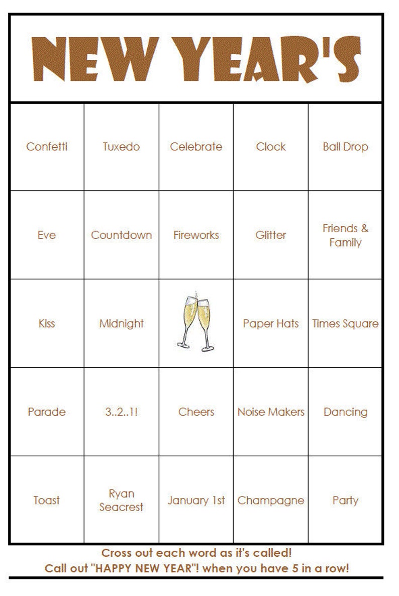 EASY PRINT New Year's Bingo Cards (digital File) 40 Cards - Etsy