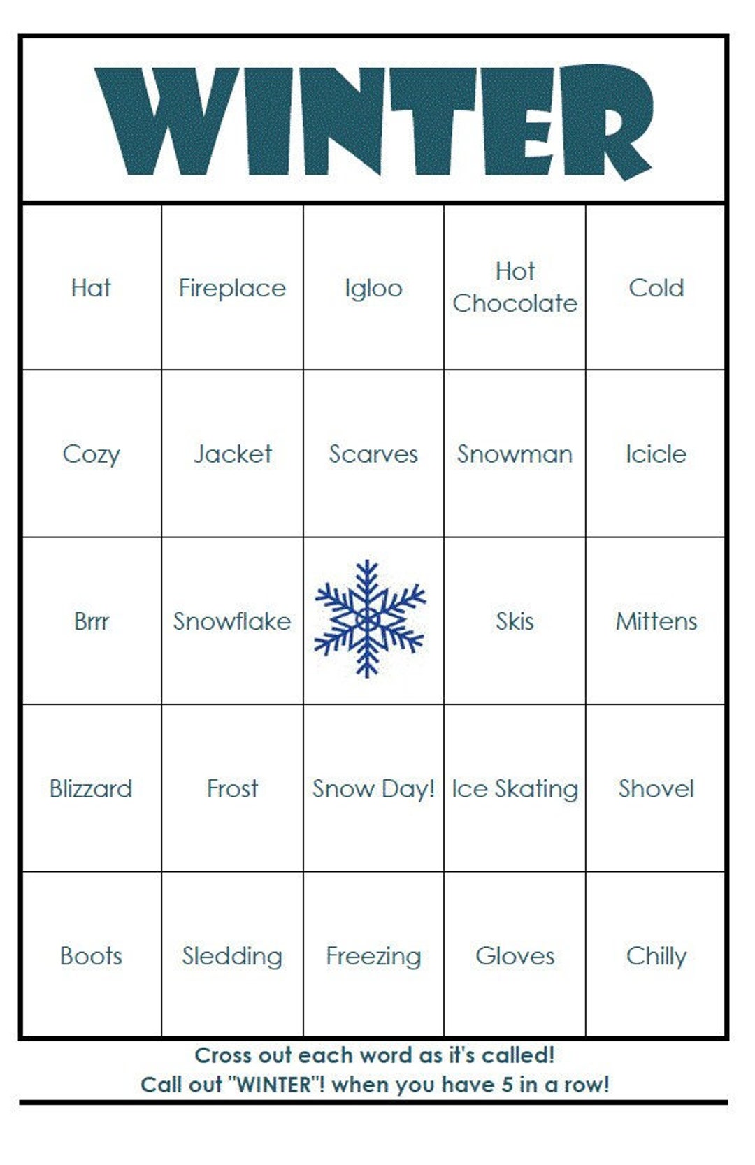 EASY PRINT Winter Bingo Cards (digital File) 40 Cards - Etsy