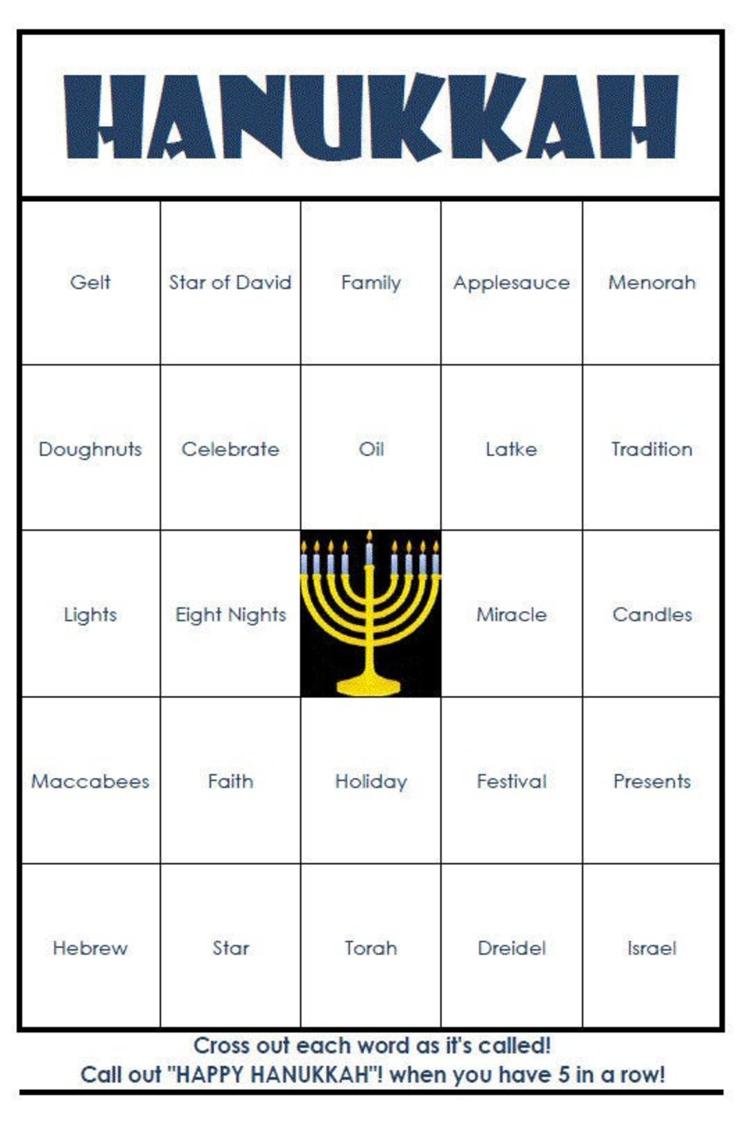 EASY PRINT Hanukkah Bingo Cards (digital File) 40 Cards - Etsy