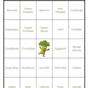 EASY PRINT Educational Bingo Cards - Veggie Edition! (digital File) 40 ...