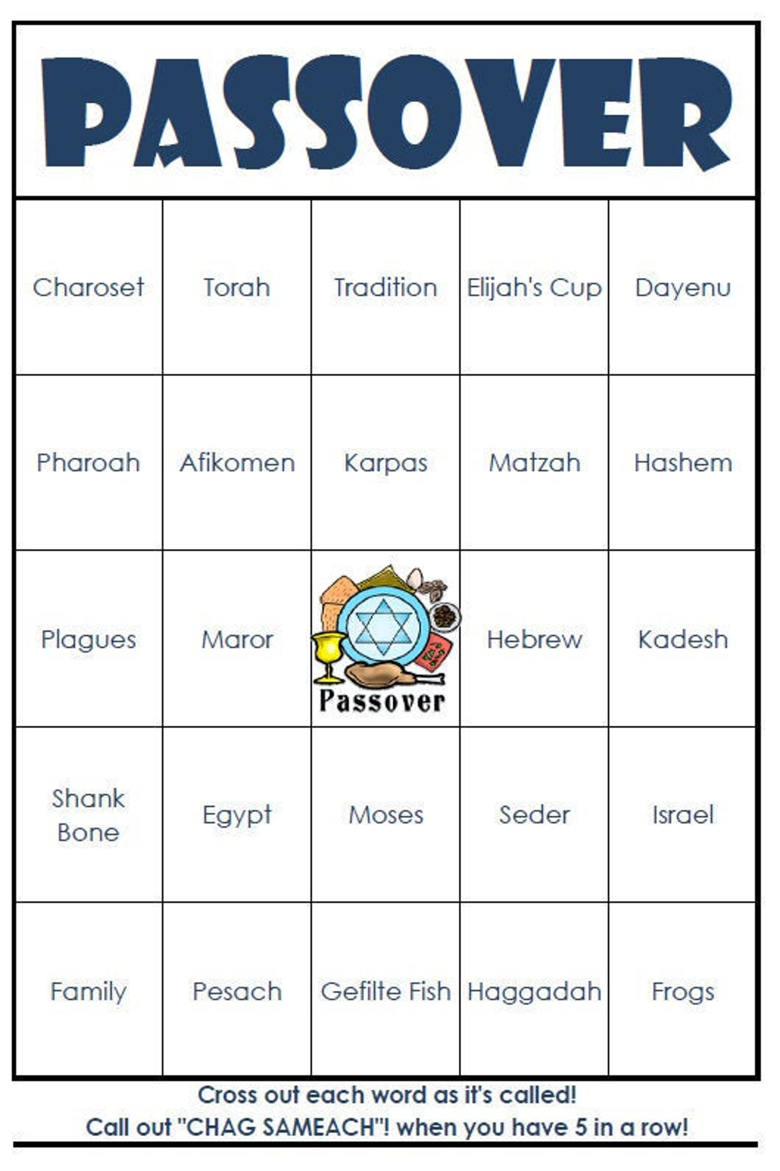 EASY PRINT Passover Bingo Cards (digital File) 40 Cards - Etsy
