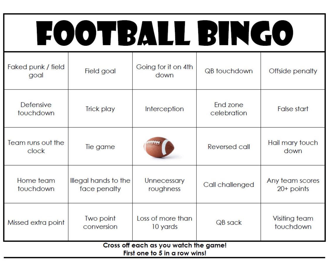 EASY PRINT Football Bingo Cards digital File 40 Cards - Etsy