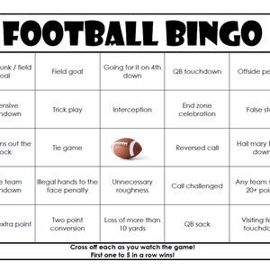 EASY PRINT Football Bingo Cards digital File 40 Cards | Etsy