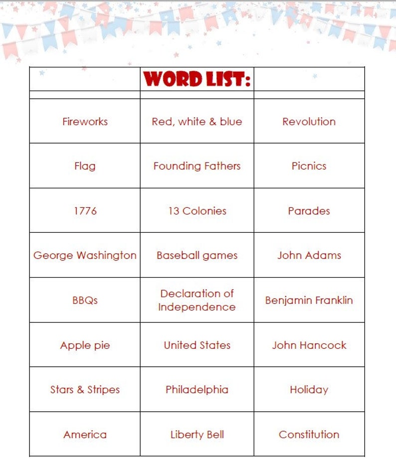 4th of July Bingo Cards (digital File) 40 Cards - Etsy