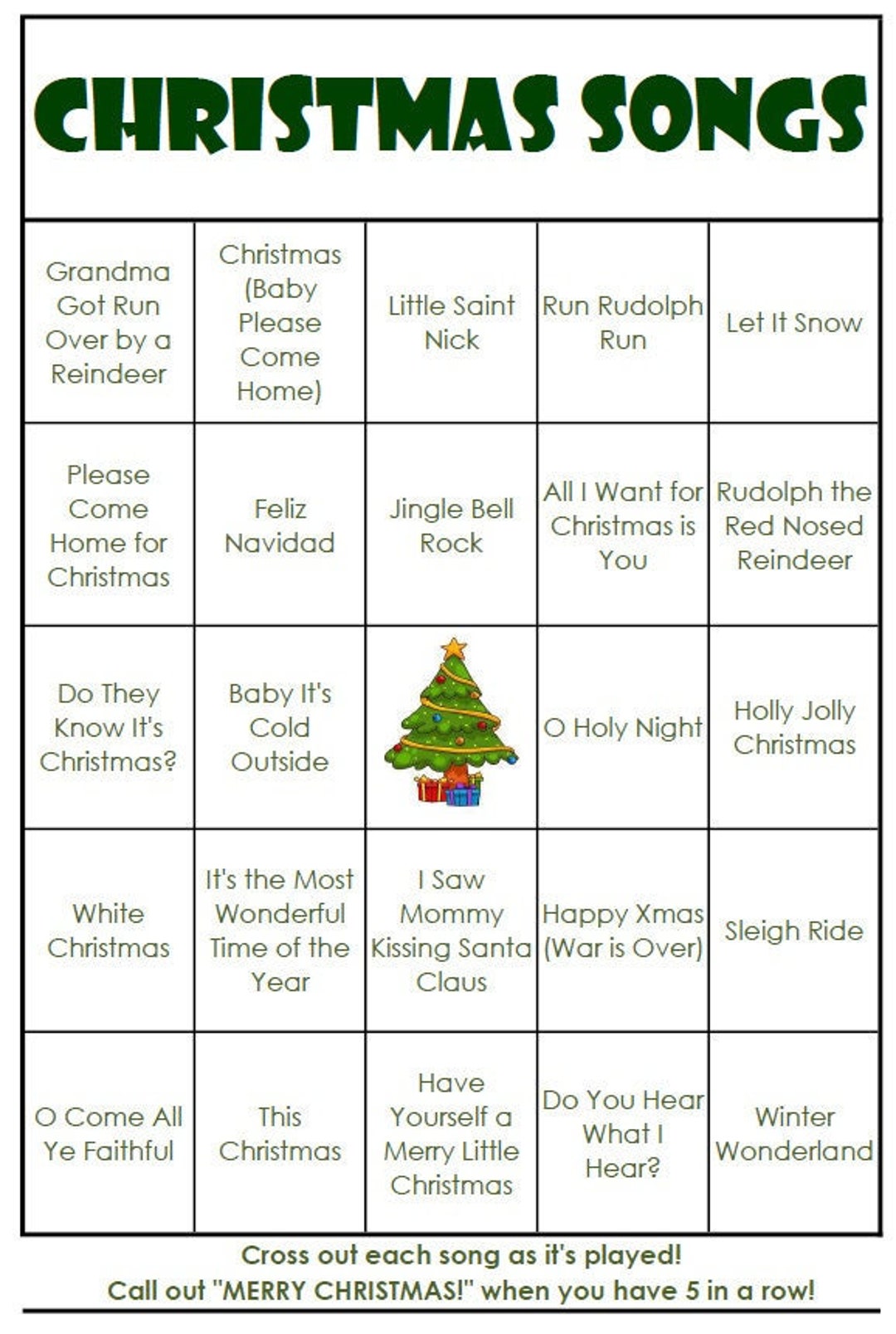 CHRISTMAS SONGS Bingo Cards digital File 80 Cards - Etsy