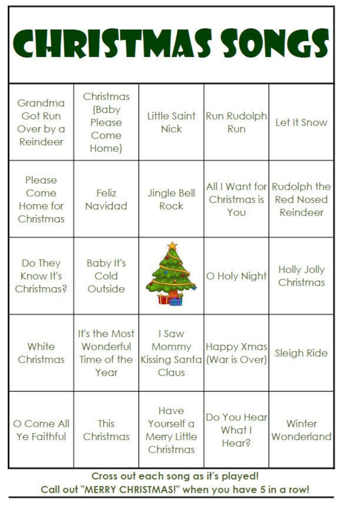 CHRISTMAS SONGS Bingo Cards digital File 80 Cards - Etsy