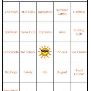 EASY PRINT Summer Bingo Cards (digital File) 40 Cards - Etsy