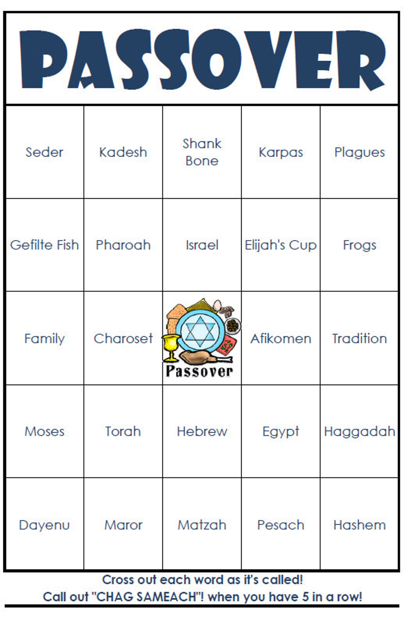 EASY PRINT Passover Bingo Cards digital File 40 Cards - Etsy