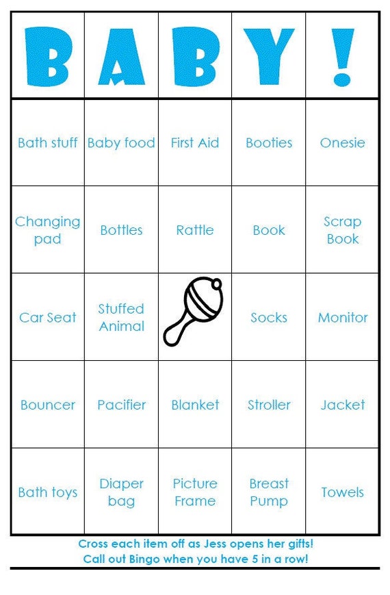 Personalized Baby Bingo Cards Template