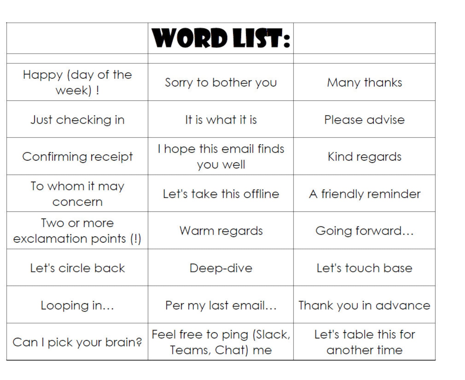 EASY PRINT Work Email Bingo Cards (digital File) 40 Cards - Etsy