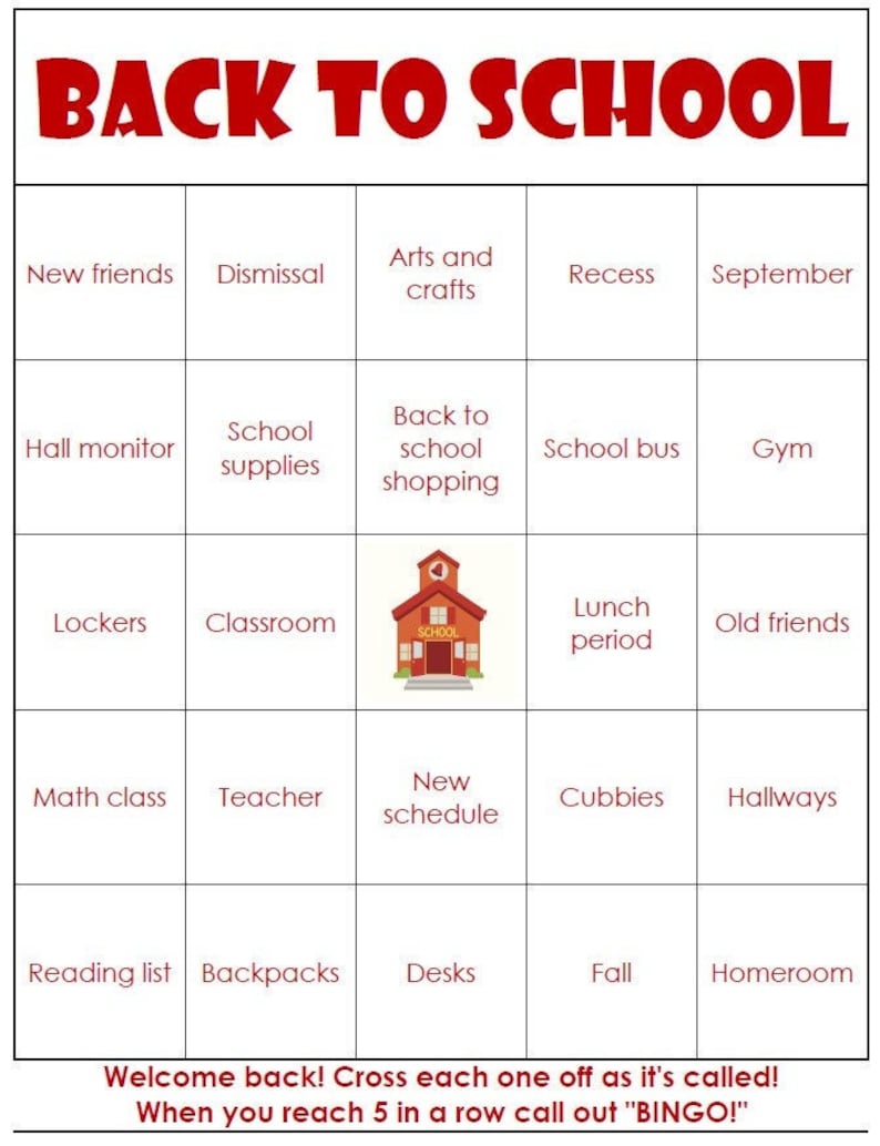 EASY PRINT Back to School Bingo Cards (digital File) 40 Cards - Etsy