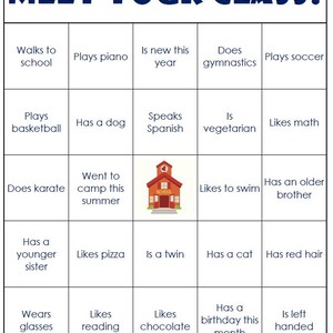 EASY PRINT Meet Your Class- Back to School Bingo Cards (digital File ...
