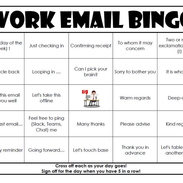 Work Bingo - Etsy