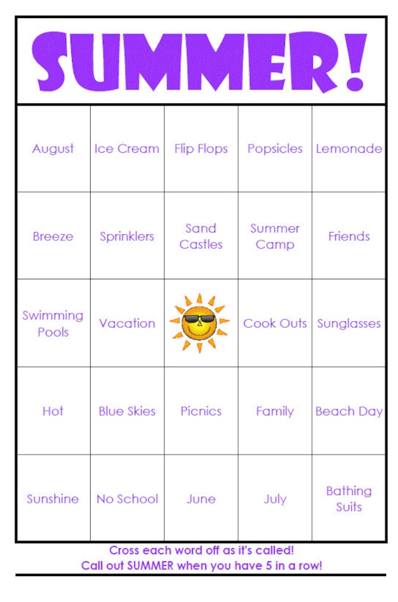 easy-print-summer-bingo-cards-digital-file-40-cards-etsy