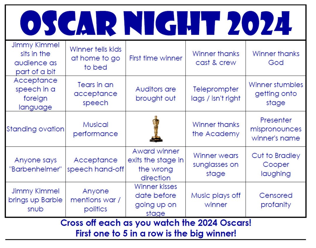 EASY PRINT OSCARS 2024 Bingo digital File 40 Cards - Etsy
