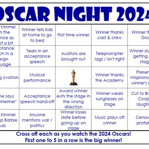 EASY PRINT OSCARS 2024 Bingo digital File 40 Cards - Etsy
