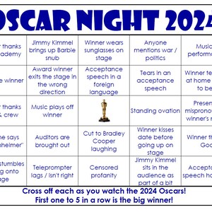 EASY PRINT OSCARS 2024 Bingo digital File 40 Cards - Etsy