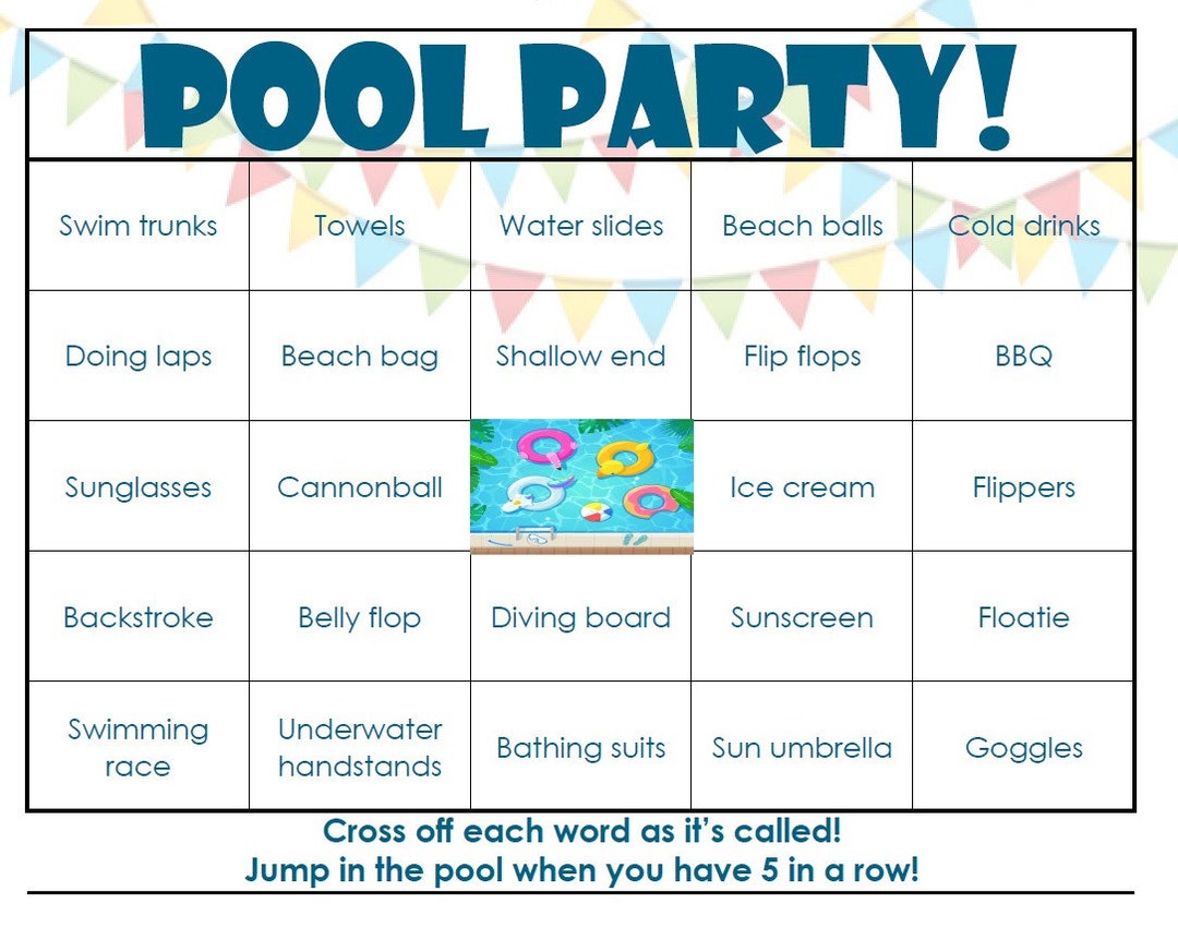 Pool Party Bingo Cards (digital File) 40 Cards - Etsy