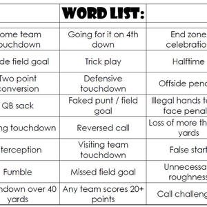 EASY PRINT Football Bingo Cards! (digital File) 40 Cards - Etsy