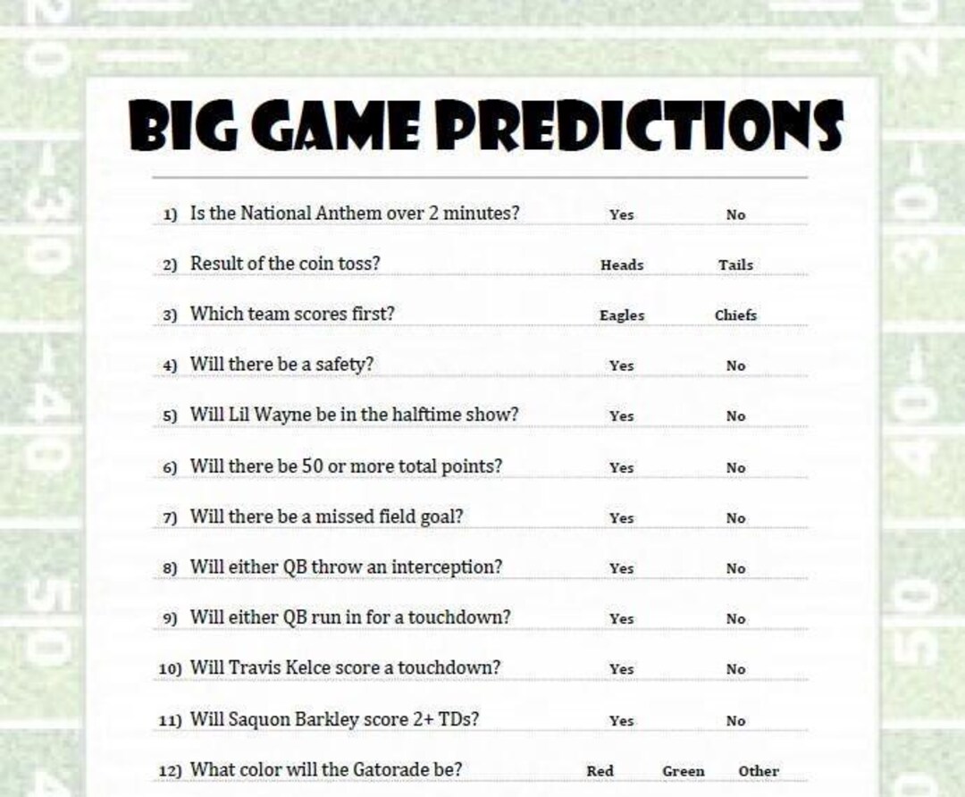 Super BIG GAME Predictions 2025 - Etsy
