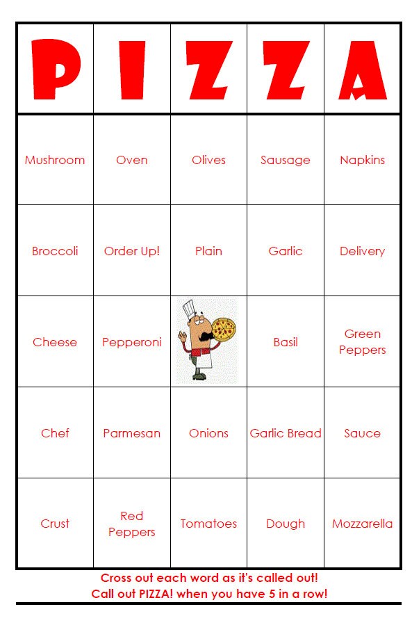 EASY PRINT Pizza Party Bingo Cards! (digital File) 40 Cards - Etsy