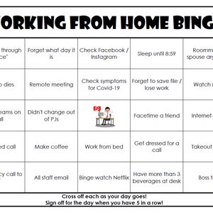 EASY PRINT Working From Home Bingo Cards (digital File) 40 Cards - Etsy
