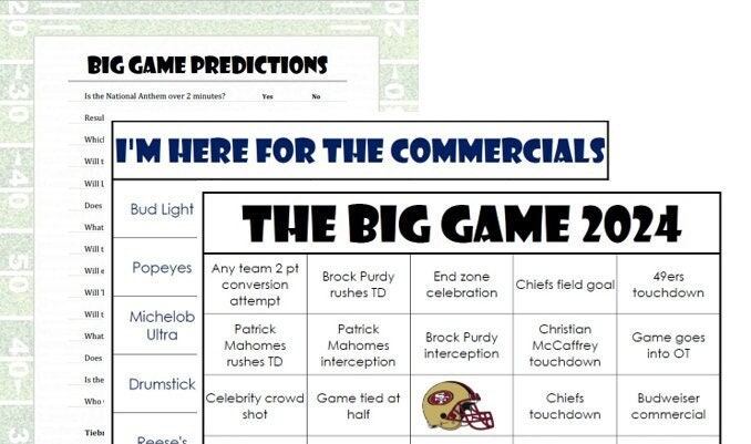 SUPER BIG GAME 2024 Bingo Bundle - Etsy