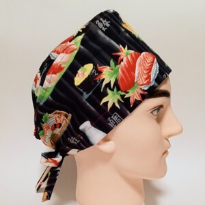 Sushi on Black Bamboo Men's Tie Back or Women's Euro Style Novelty ...