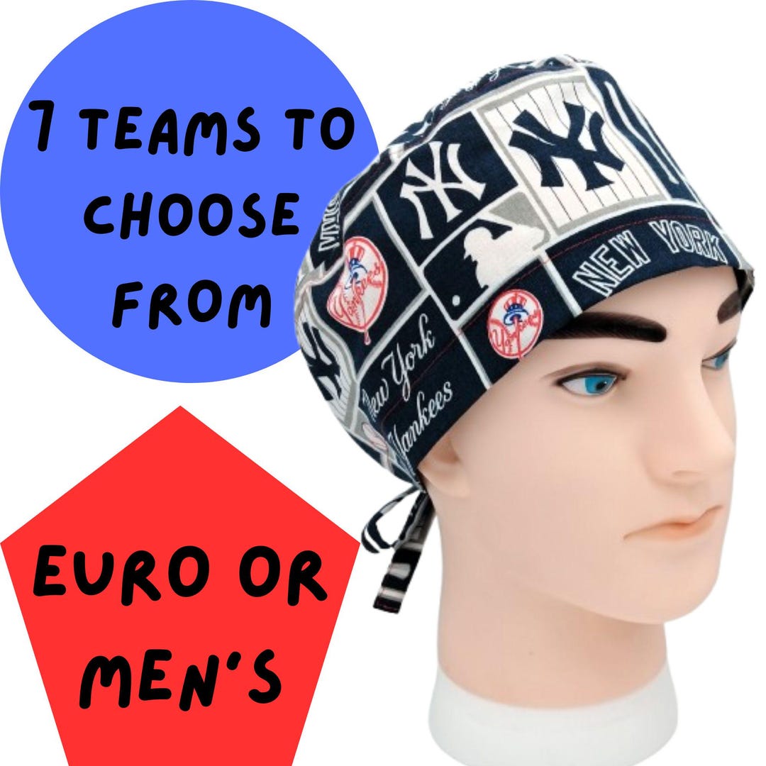 Baseball Themed Scrub Hats, Men's Tie Back, Novelty Scrub Caps, Sports ...