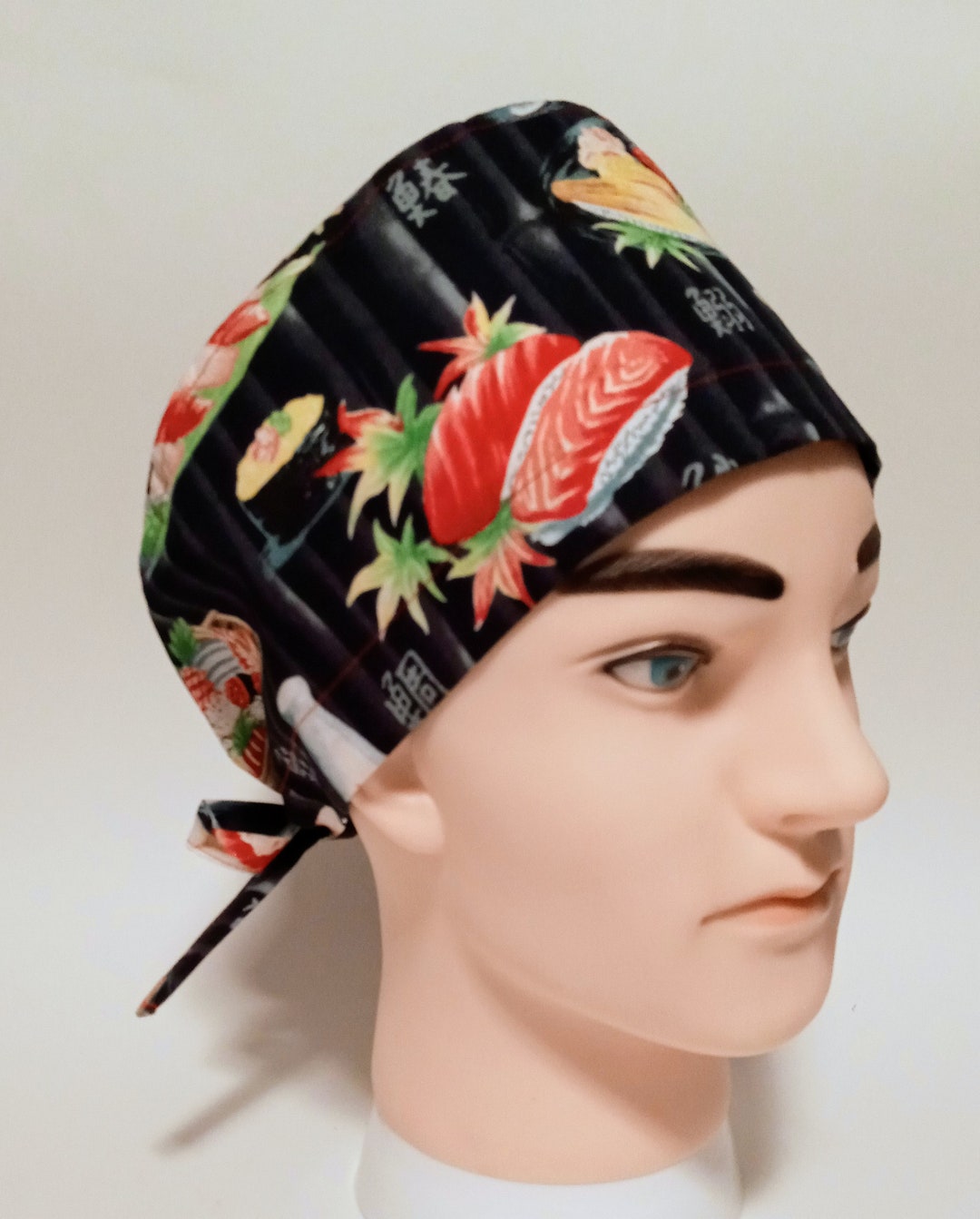 Sushi on Black Bamboo Men's Tie Back or Women's Euro Style Novelty ...