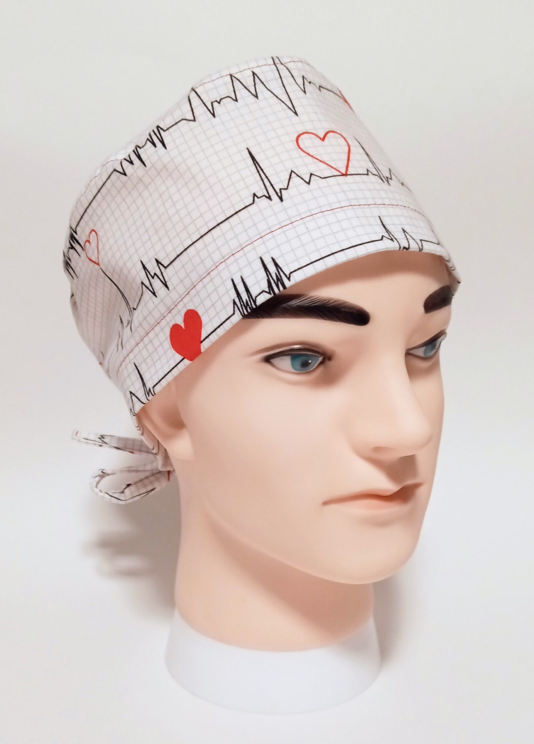 EKG Heartbeats on White Men's Tie Back or Women's Euro Style Novelty ...