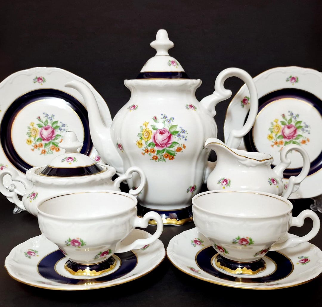 Vintage Weimar Tea Pot Set for 2 Katharina Pattern German Porcelain ...