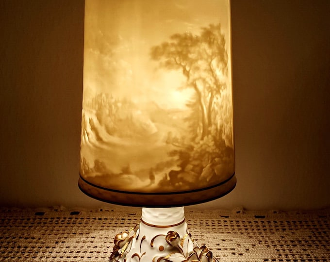 Unique Vintage LITHOPHANE Lamp Bedside Table Lamp Vintage PLAUE ...