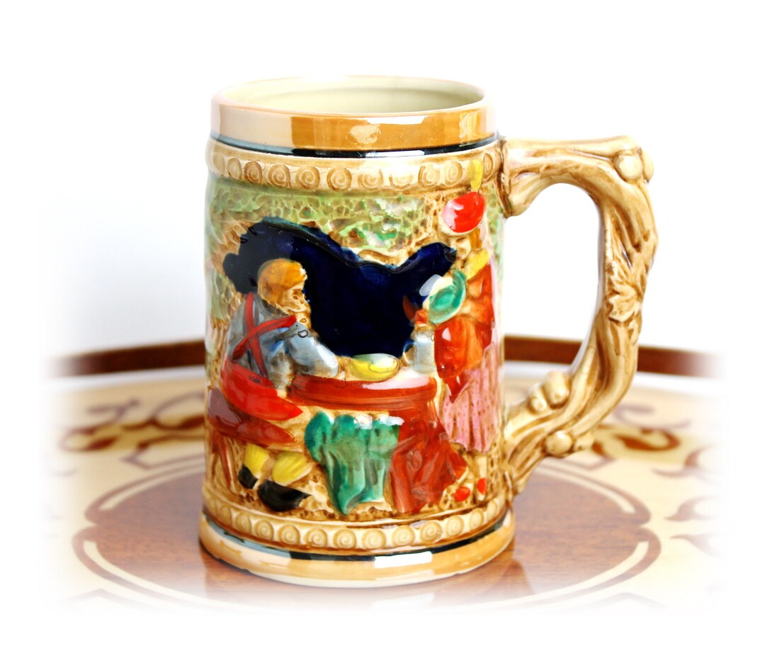 Vintage German Beer Stein: Hand-painted Retro Barware, Souvenir Beer ...