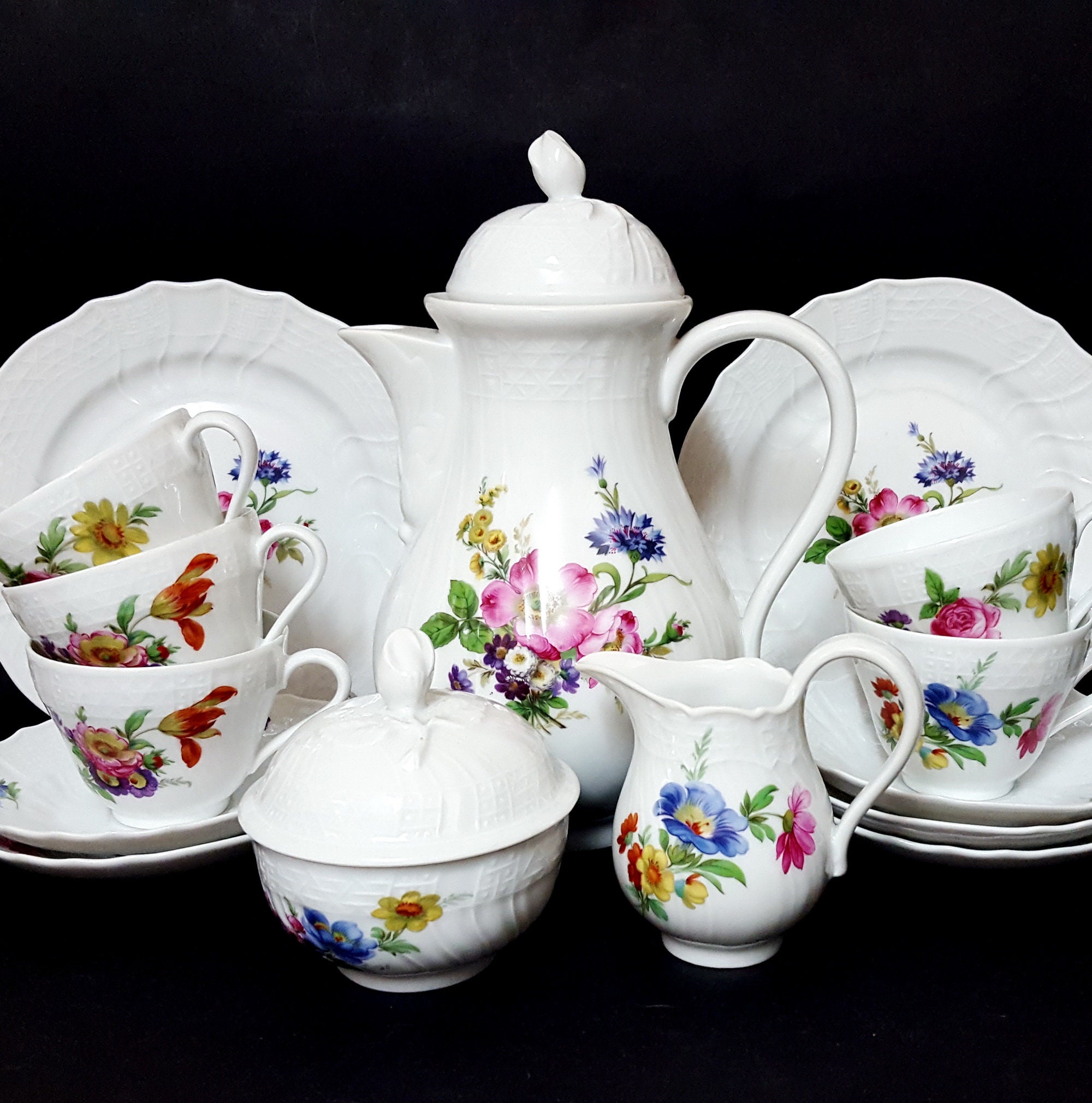 Vintage Tea Pot Set for 5 People Hutschenreuther Form Dresden | Etsy